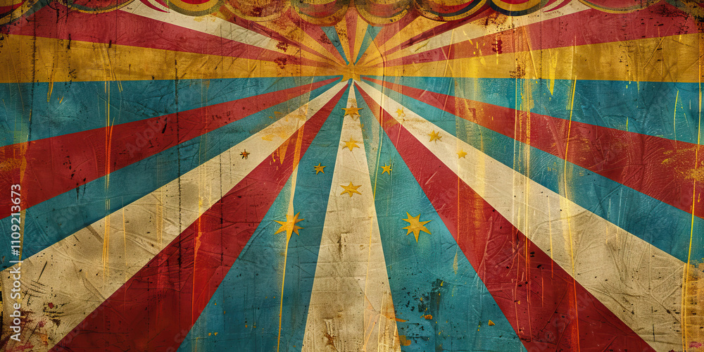 Vintage Circus: Bright primary colors like red, yellow, and blue, along ...