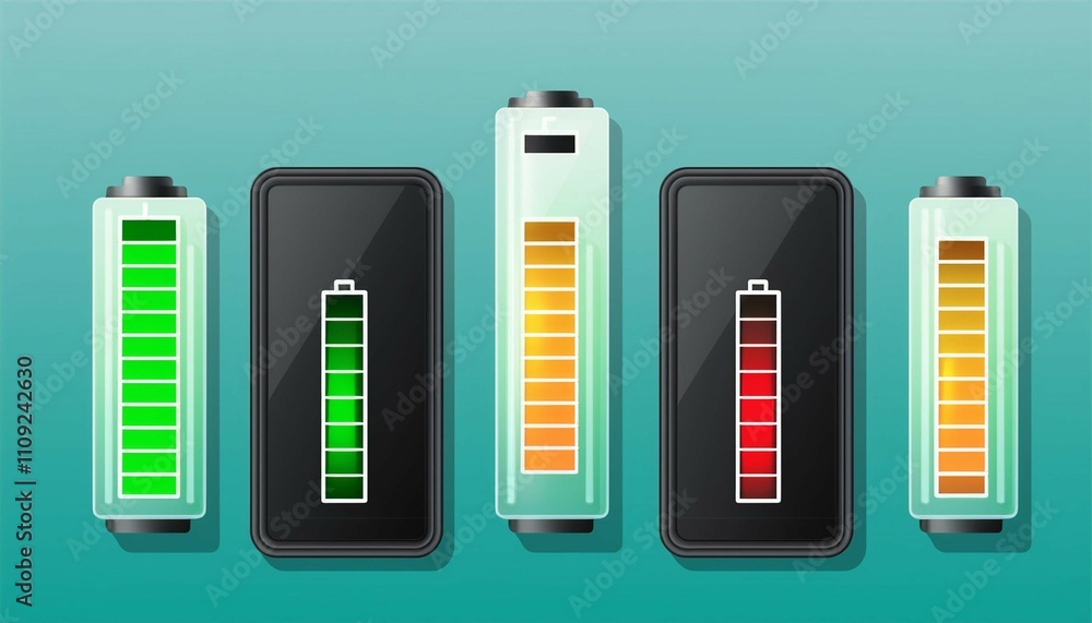 battery charge indicator icon set different level of charge for ui ...