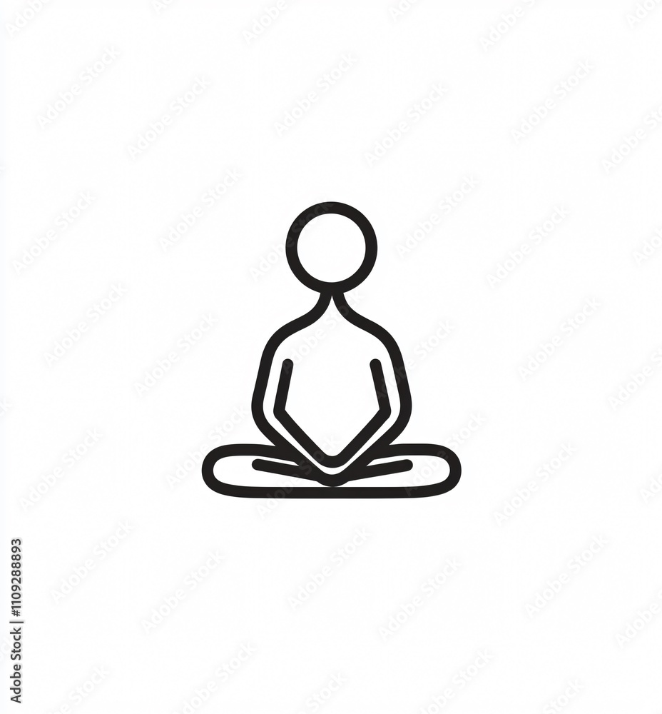 Minimalistic line art icon depicting a human figure in a seated ...