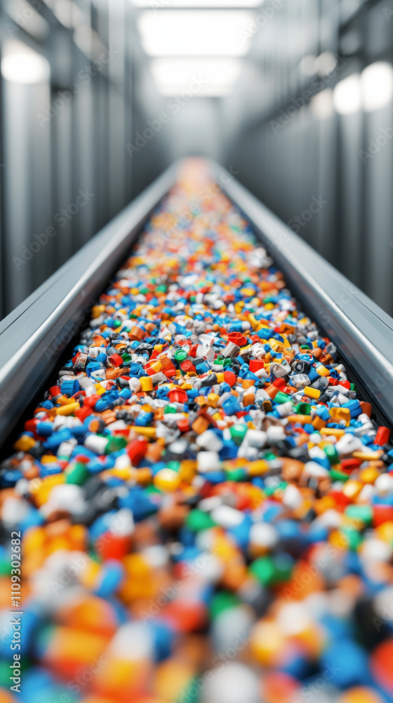 Modern conveyor systems showcase vibrant plastic waste, transforming it ...