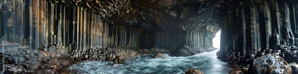 Stock-Foto „Fingal's Cave in Scotland: A Cave with Hexagonal Basalt ...