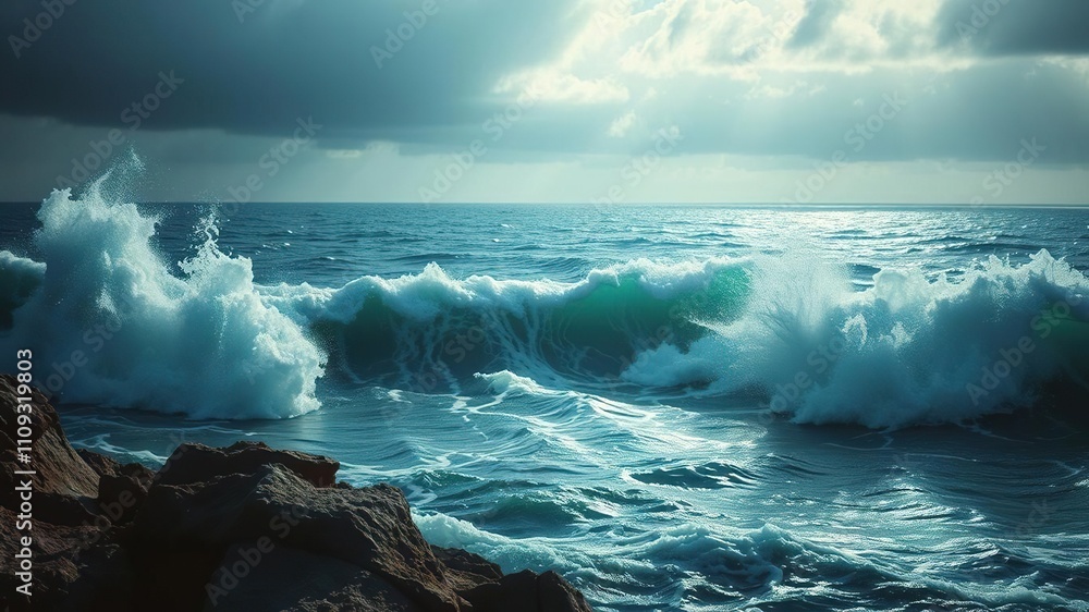 Majestic image of sea being miraculously parted as the Israelites cross ...