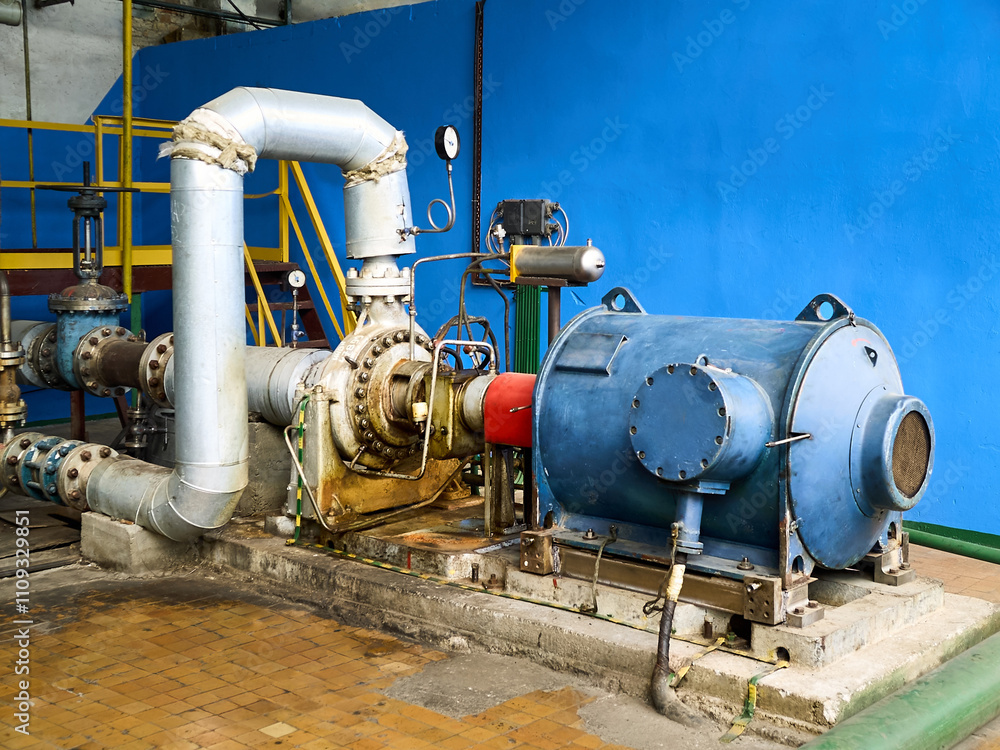 Centrifugal pump with high voltage motor, valves, thermocouples and ...