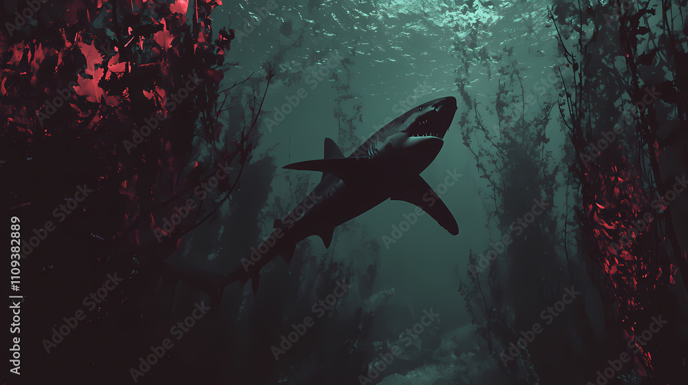 Predator of the deep a fearsome shark in the abyss - an unsettling ...