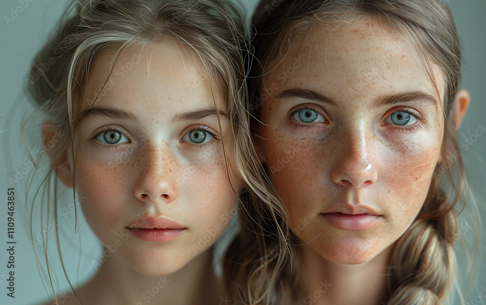 Age Comparison Portrait. Before and After Aging Concept. Aging Process ...