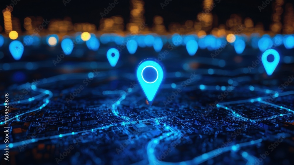 Navigation pins on city map. Navigate mapping locate position pins ...