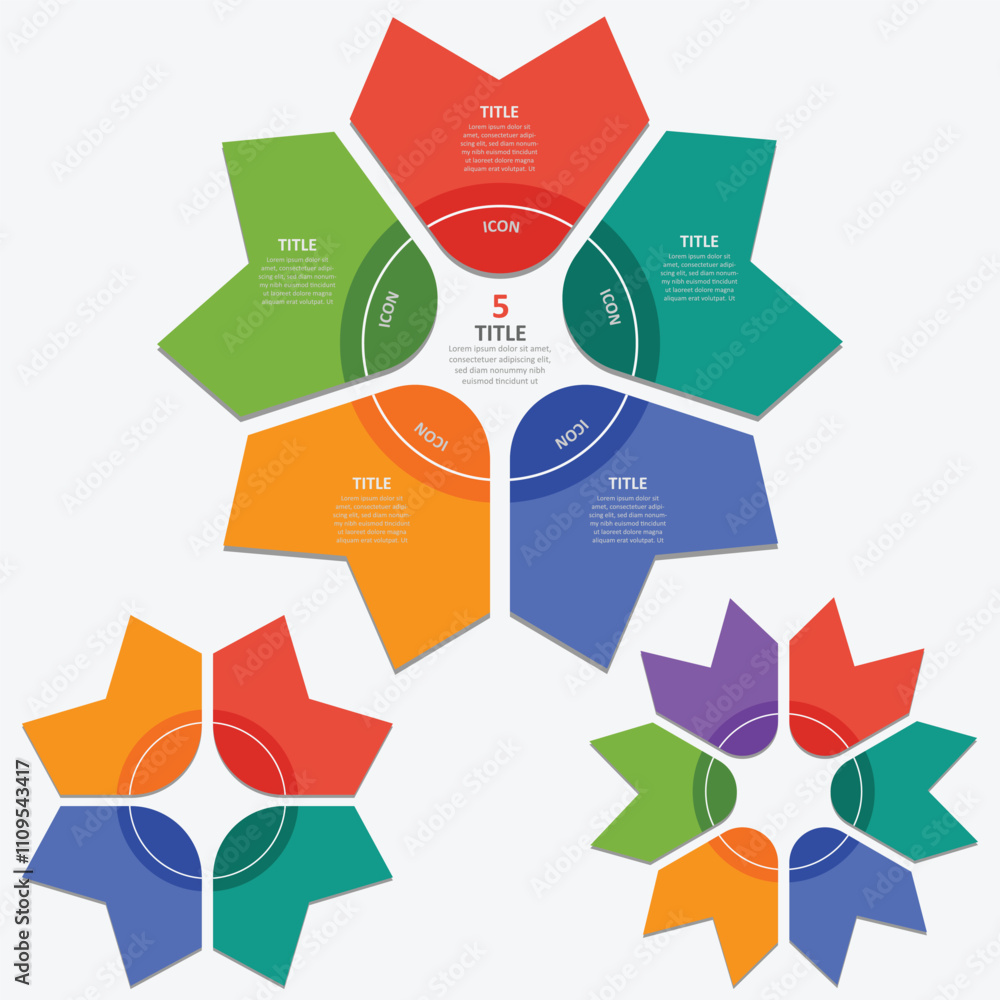 Origami basic chart infographic template with 4, 5, 6 options vector ...