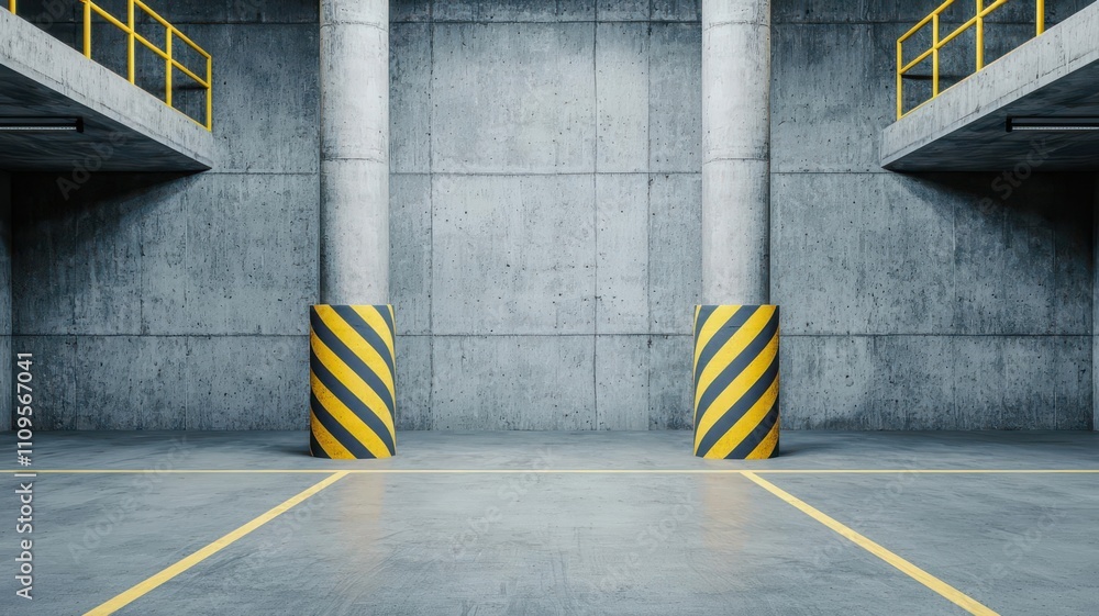 silo & tank warehouse concept. Concrete silos inside warehouse with ...