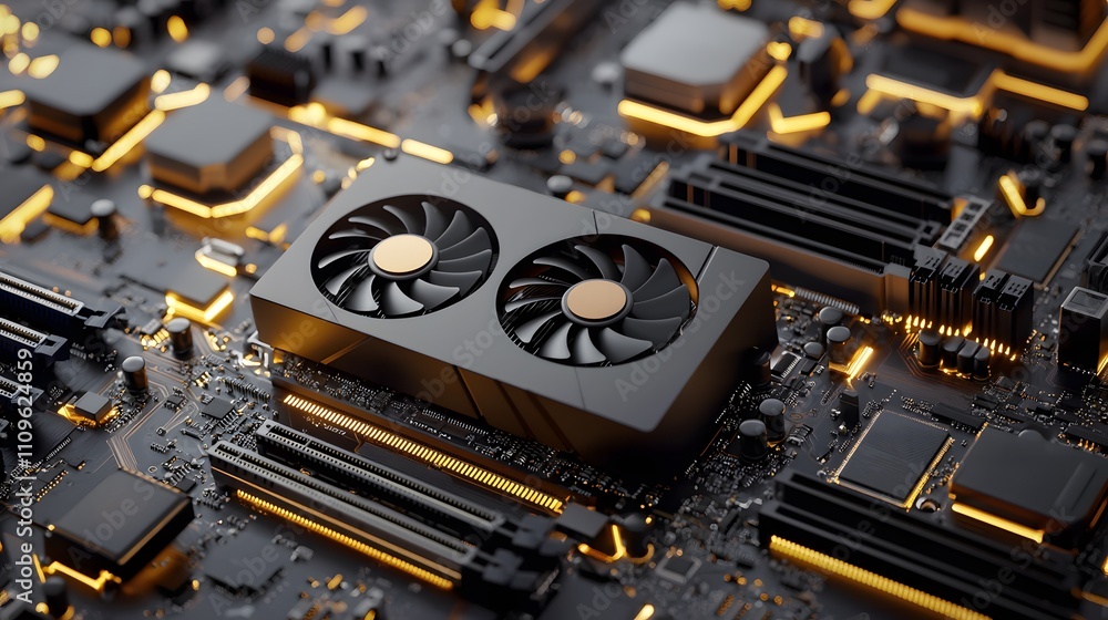 High-performance gpu in a modern gaming setup tech hub visual content ...