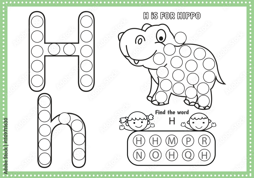 dot marker alphabet coloring and activity page with outline vector for ...