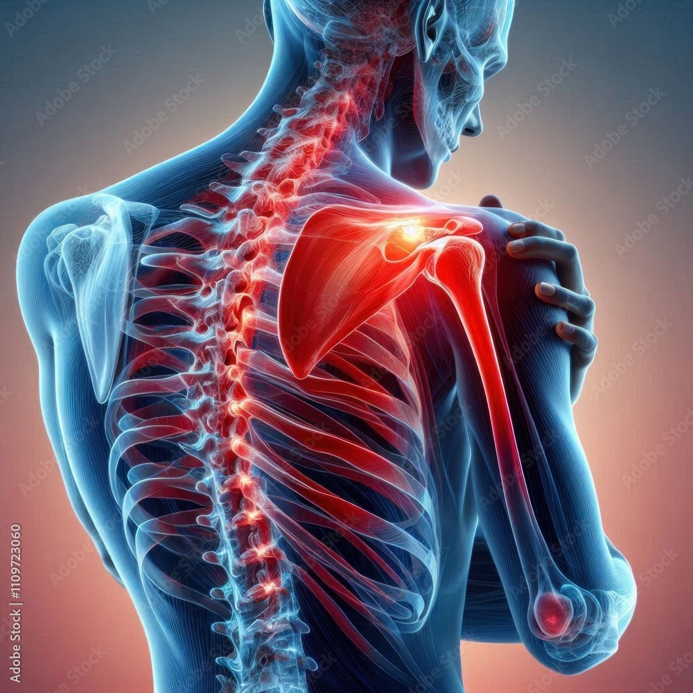 Human Anatomy Shoulder Pain Joint Inflammation 3D Medical Illustration ...