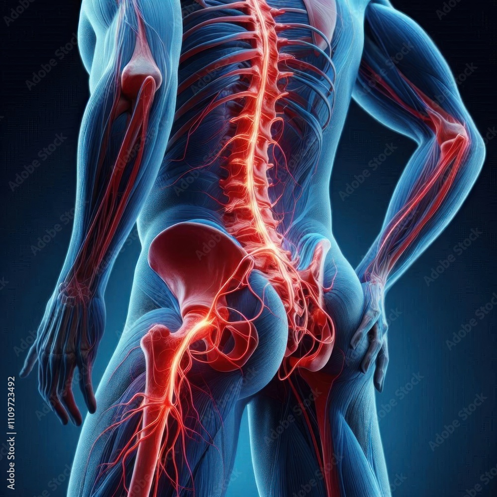 Anatomy Lower Back Pain Sciatica Spine Human Body 3D Medical ...