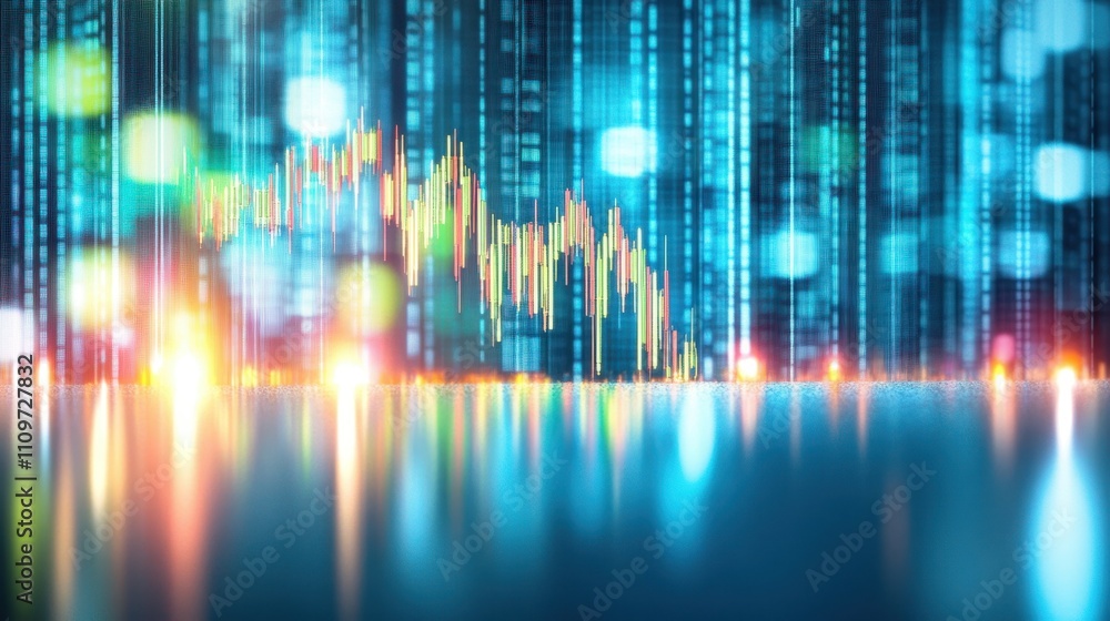 Stock Market Analysis Displayed on a Large Monitor With Vibrant Data ...