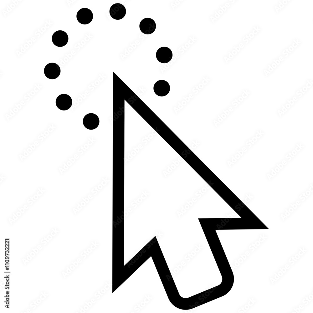Cursor icon. Computer mouse click cursor arrow icons and loading icons. Isolated on transparent ...