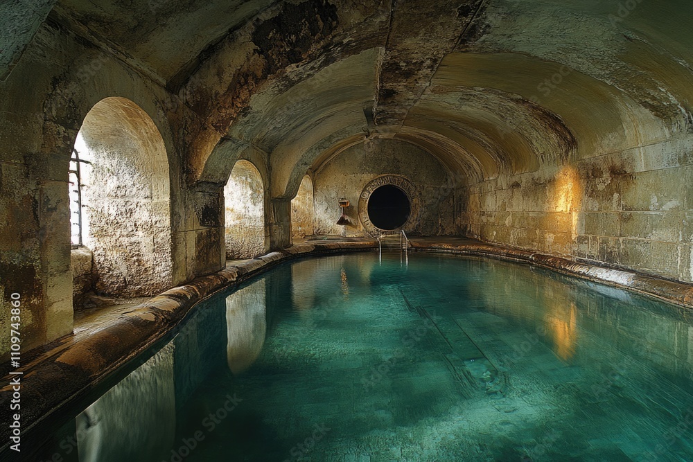 Stunning Architectural View of the Roman Baths Main Pool in Bath, UK: A ...