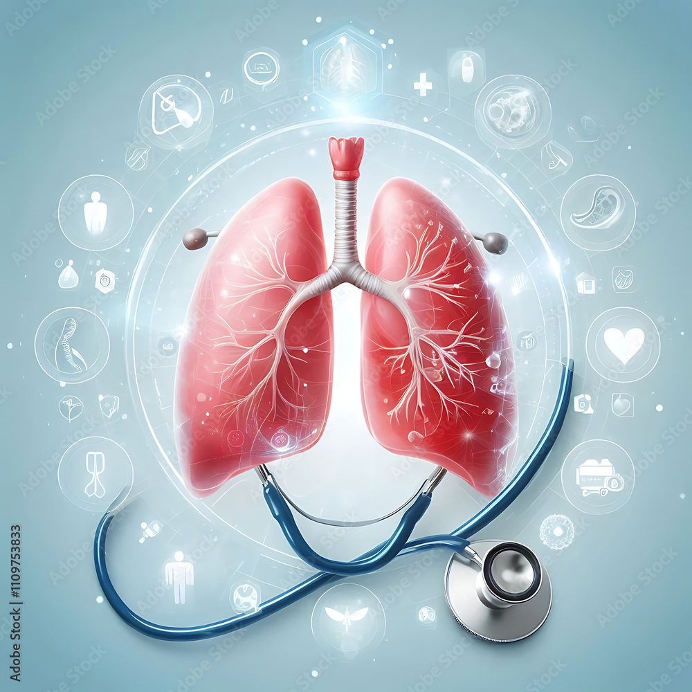 ภาพถ่าย Stock Pulmonology medicine concept. Respiratory system ...