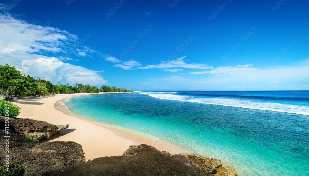 bali island indonesia nusa dua beach tropical landscape beautiful summertime view ocean on the ...
