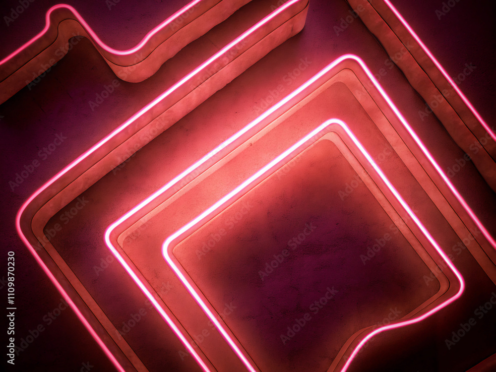 glowing neon sign. icon, button, design, square, vector, illustration ...