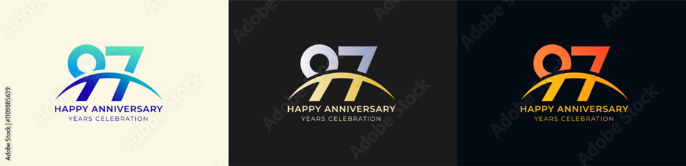 Logo Anniversary with Swoosh Sunrise 97th, 97th Happy Anniversary with ...