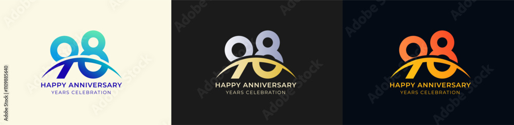 Logo Anniversary with Swoosh Sunrise 98th, 98th Happy Anniversary with ...