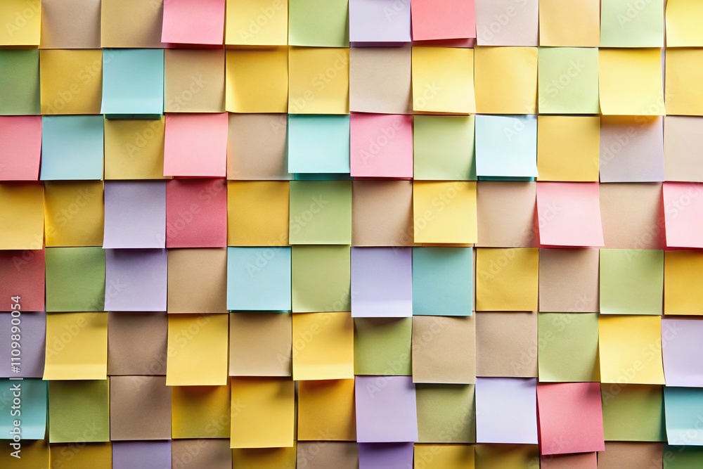 Panoramic Sticky Notes Grid AI Photo, Blank Notes, Precise Alignment ...
