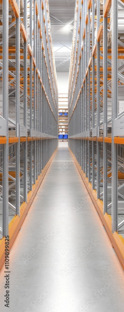 Pallet racking systems, minimalist design, gray and orange, top view ...