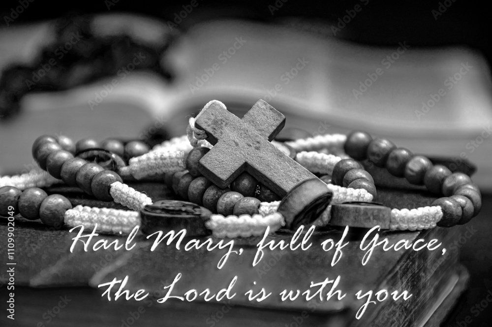Hail Mary full of grace, the Lord is with you text or quote from the ...