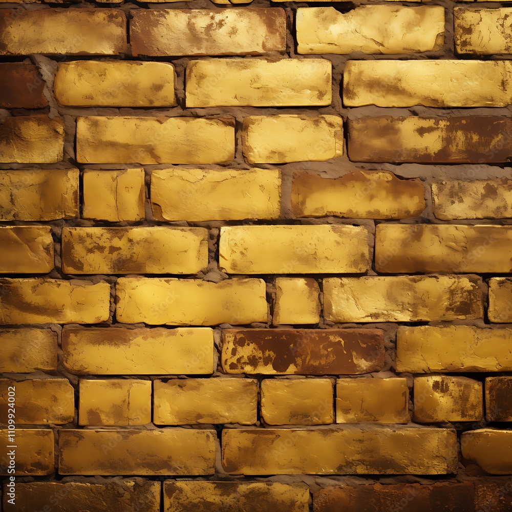 Gold brick wall background. Brick texture Stock Photo | Adobe Stock