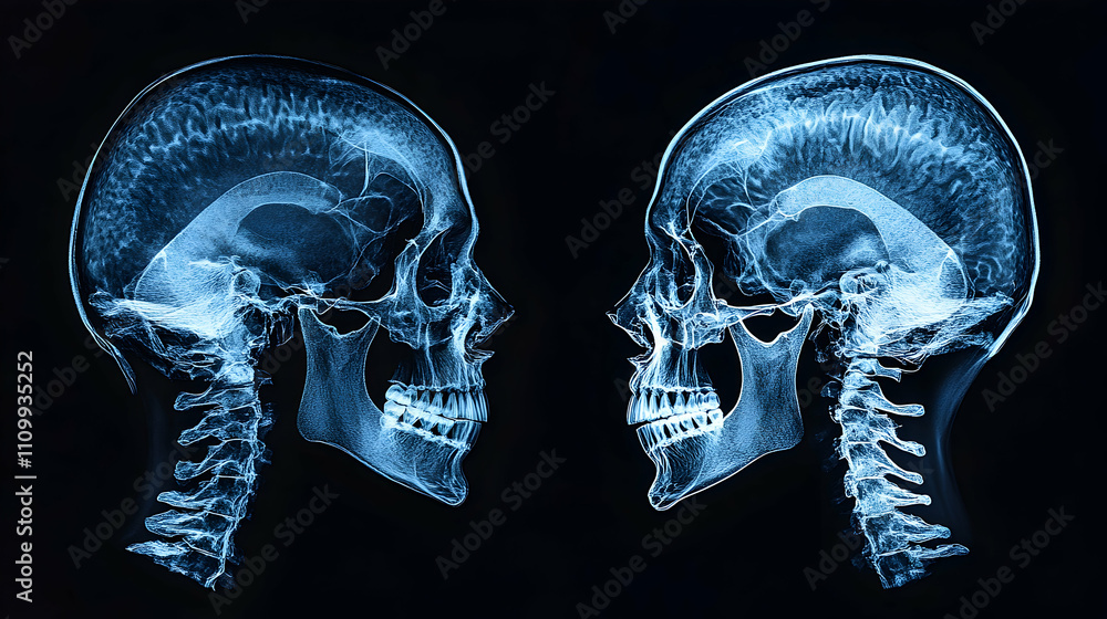 Detailed x-ray imaging of human skull anatomy and structural ...
