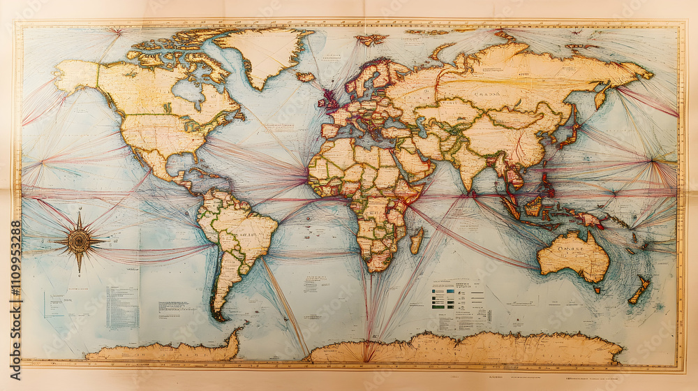Global maritime trade routes historical map educational resource ...