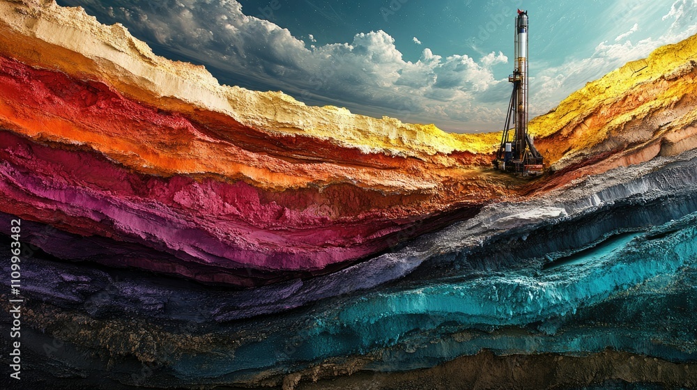 Earth inner beauty revealed: colorful layers shown in detail, with a ...