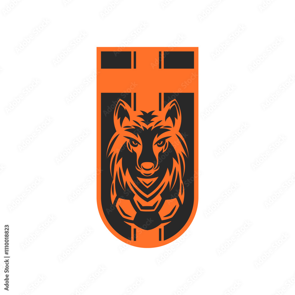 Wolf head football team emblem with bold geometric design, featuring a ...