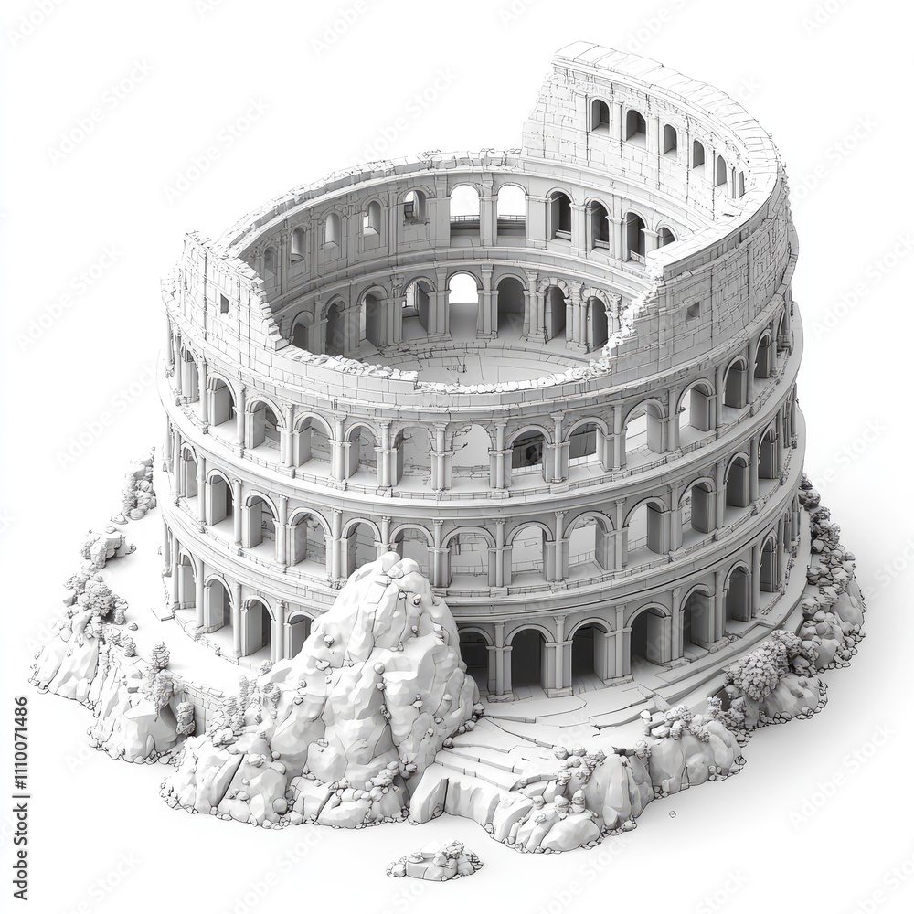 3D printed model of Colosseum ruins. Stock Illustration | Adobe Stock