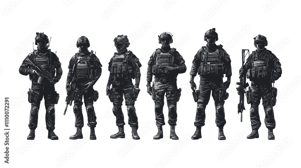Diverse Group of Soldiers in Tactical Military Gear: Ideal for War and ...