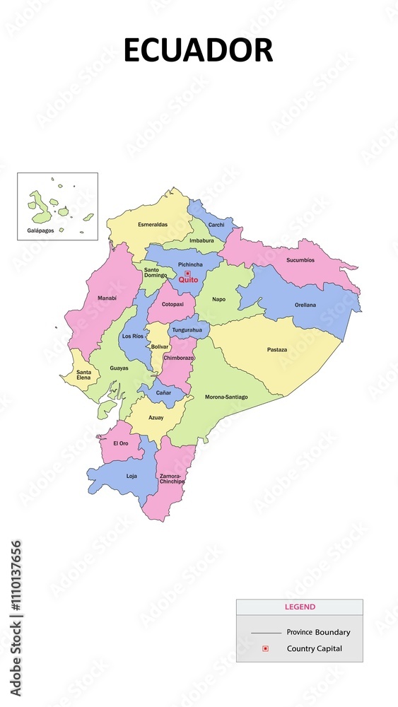 Ecuador Map. State map of Ecuador. State map of Ecuador in colour with ...