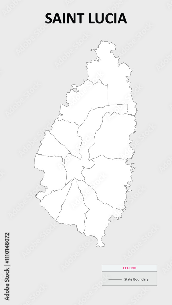 Saint Lucia Map. State map of Saint Lucia. Administrative map of Saint ...