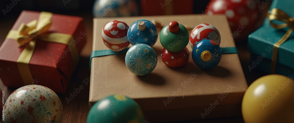 Christmas Baubles and Presents: A festive tableau of colorful baubles ...