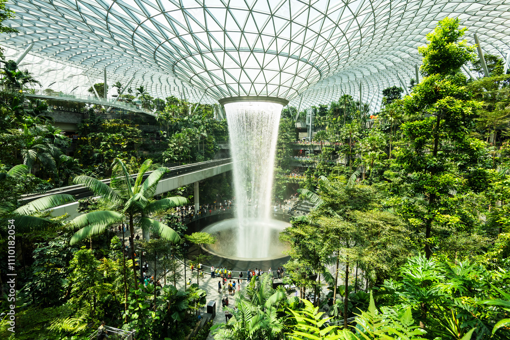 Singapore- July 20, 2024: View of HSBC Rain Vortex at Jewel Changi ...