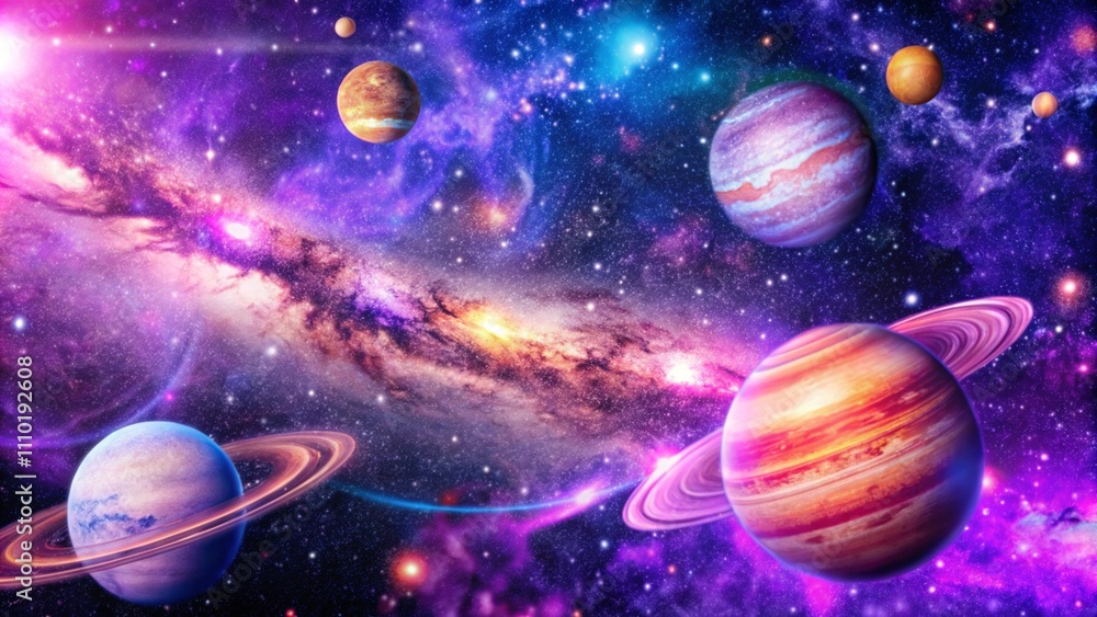 Galaxy Space Stars Planets Moon Sun Constellations Asteroids Meteorites ...