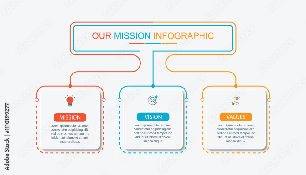 Mission, vision, values, graphic design template.eps 10 on white ...