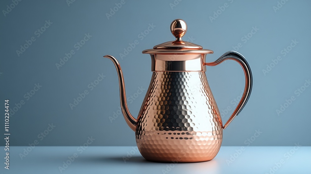 Elegant hammered copper coffee pot on a minimalist background ...