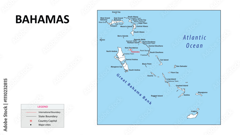 Bahamas Map. State map of Bahamas. Administrative map of Bahamas with ...