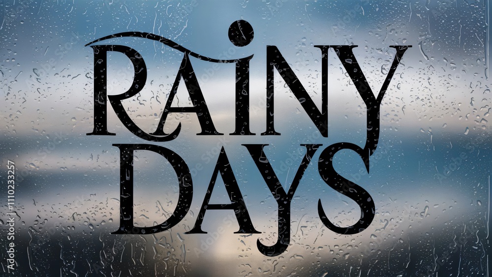 Rainy Days Typography on Rainy Window, Perfect for Cozy Autumn Designs, Weather Apps, and Blogs ...