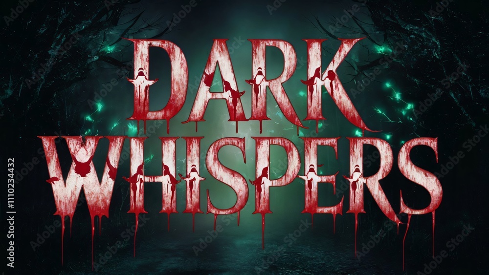 Dark Whispers, Spooky Horror Movie Title Design - Gory Font on Dark ...