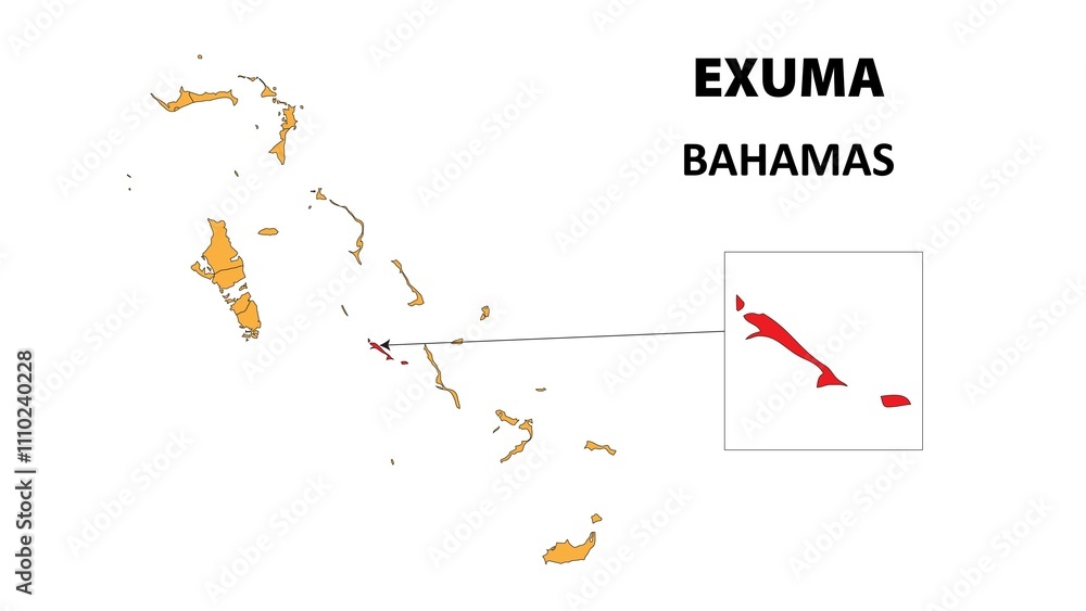 Exuma Map is highlighted on the Bahamas map with detailed state and ...