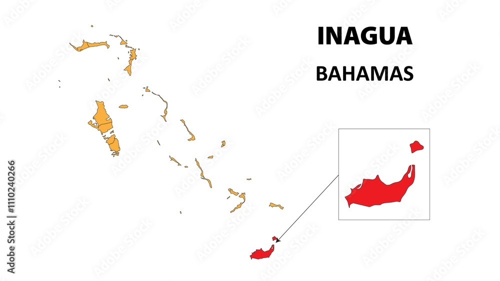 Inagua Map is highlighted on the Bahamas map with detailed state and ...