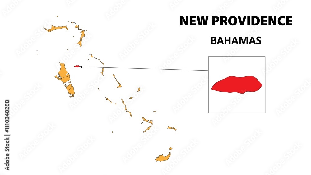 New Providence Map is highlighted on the Bahamas map with detailed ...