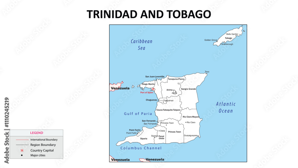 Trinidad and Tobago Map. State map of Trinidad and Tobago ...