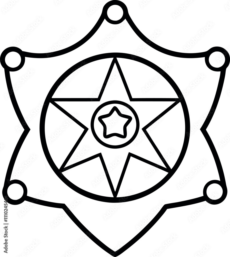 Stock-Vektorgrafik „Sheriff badge coloring page for kids , Police ...