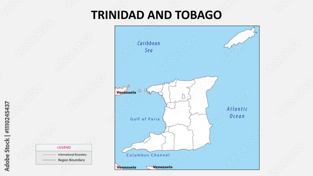 Trinidad and Tobago Map. Political map of Trinidad and Tobago with ...